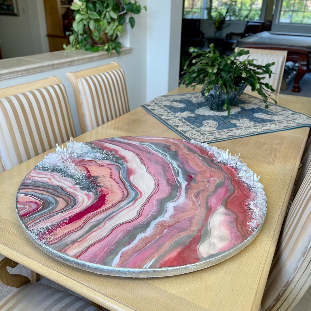 Custom 36 Inch Lazy Susan Turntable, Handmade Centerpiece With Real ...