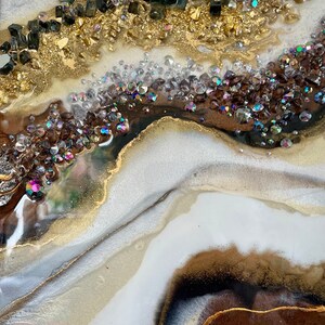 Abstract Resin Wall Hanging, Black and Gold Geode Style Painting on ...