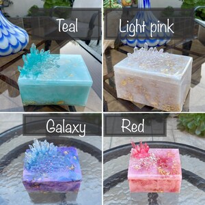 Customizable Jewelry Box With Crystal Cluster Lid, Handmade Crystal ...