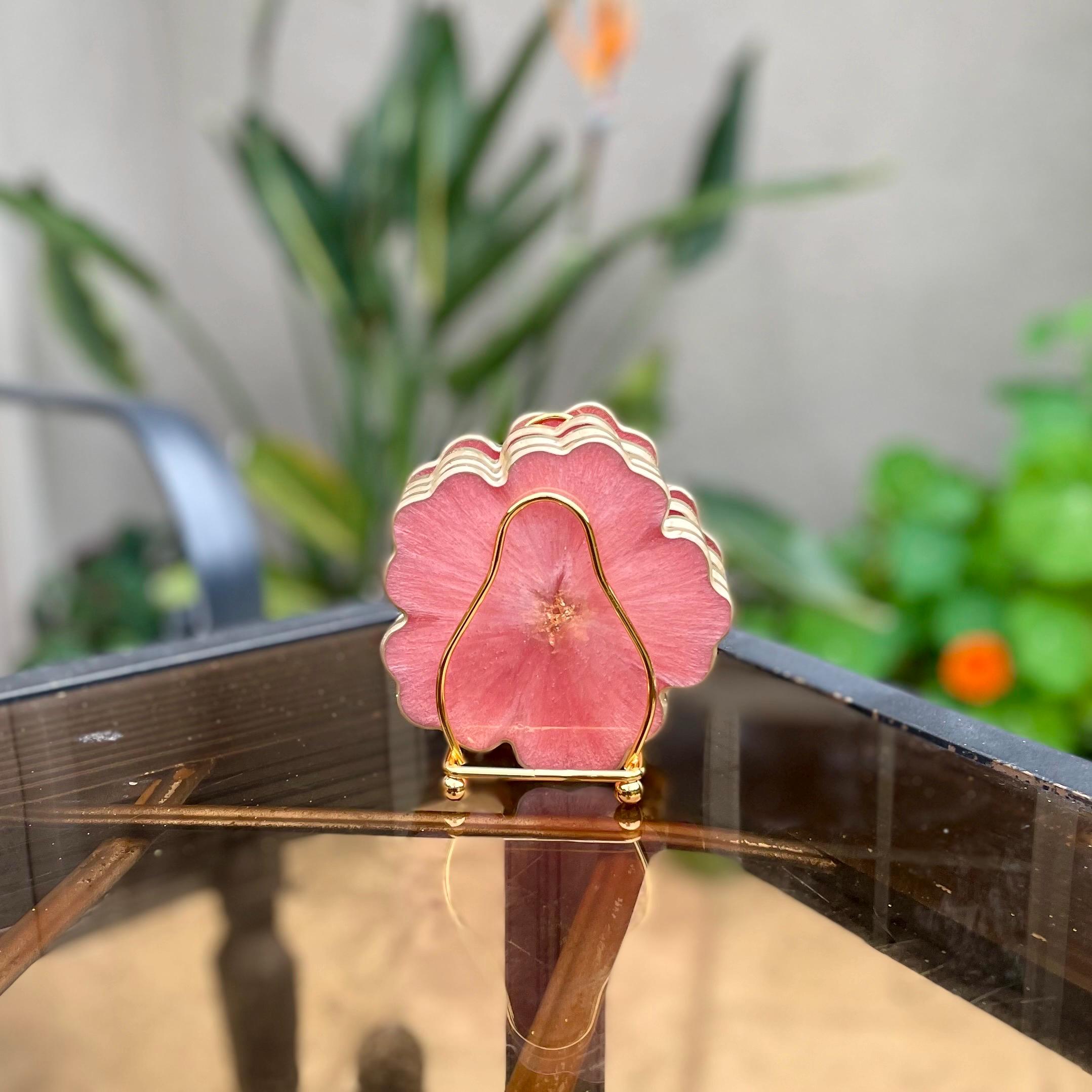 Fancy Gold Metal Coaster Holder With Feet — Perfect for Flower Coasters ...