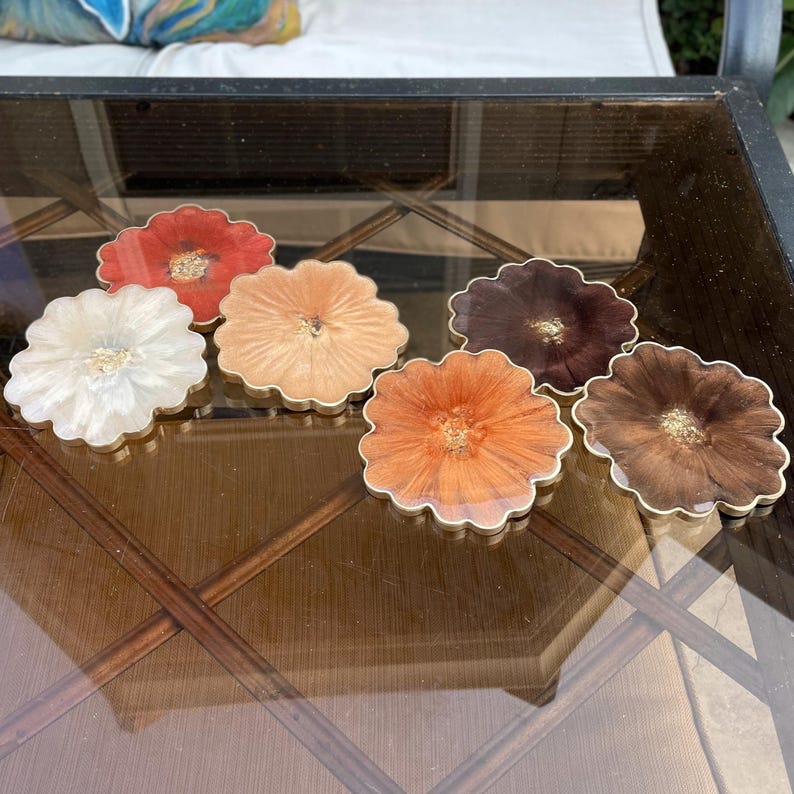 Fall Collection | Fall Decor Flower Coasters, Handmade Epoxy Resin ...