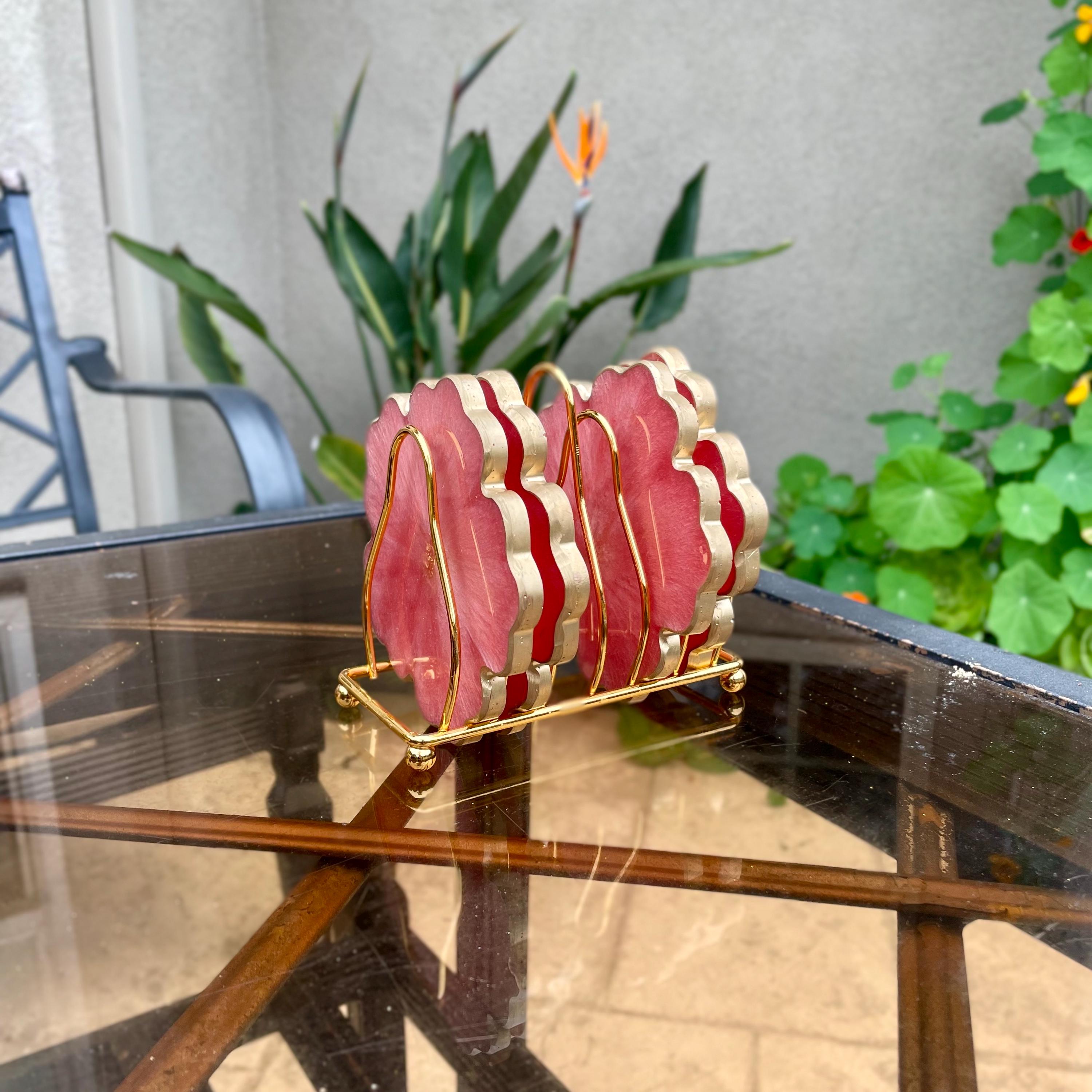Fancy Gold Metal Coaster Holder With Feet — Perfect for Flower Coasters ...