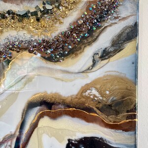 Abstract Resin Wall Hanging, Black and Gold Geode Style Painting on ...