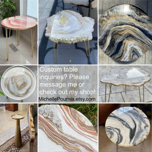 Small Handmade Geode Table With Real Geodes and Crystals, Resin and ...