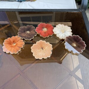 Set of 6 Flower Coasters in Fall Colors, Handmade Epoxy Resin Coasters ...