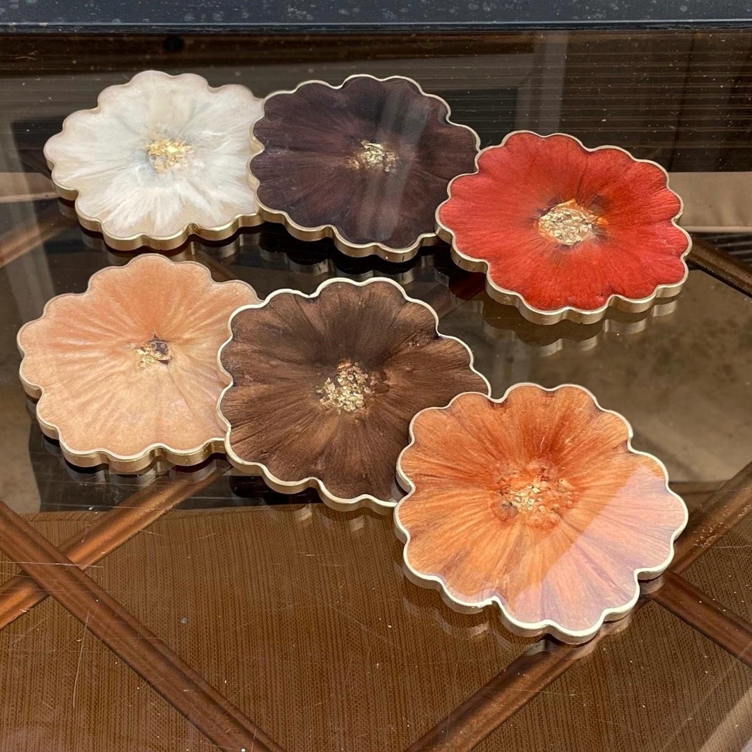 Fall Collection | Fall Decor Flower Coasters, Handmade Epoxy Resin ...