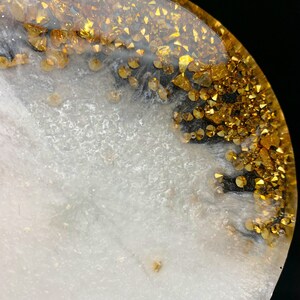 Resin Coaster Sets, White and Gold Coasters, Handmade, 4” Diameter ...