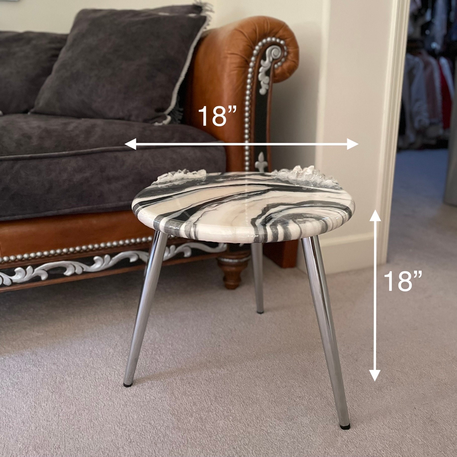 Small Handmade Geode Table With Real Geodes and Crystals, Resin and ...