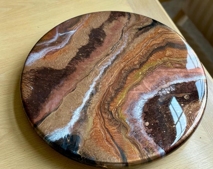 Lazy Susan Turntable, Handmade Centerpiece on Solid Wood With Resin, 18 ...