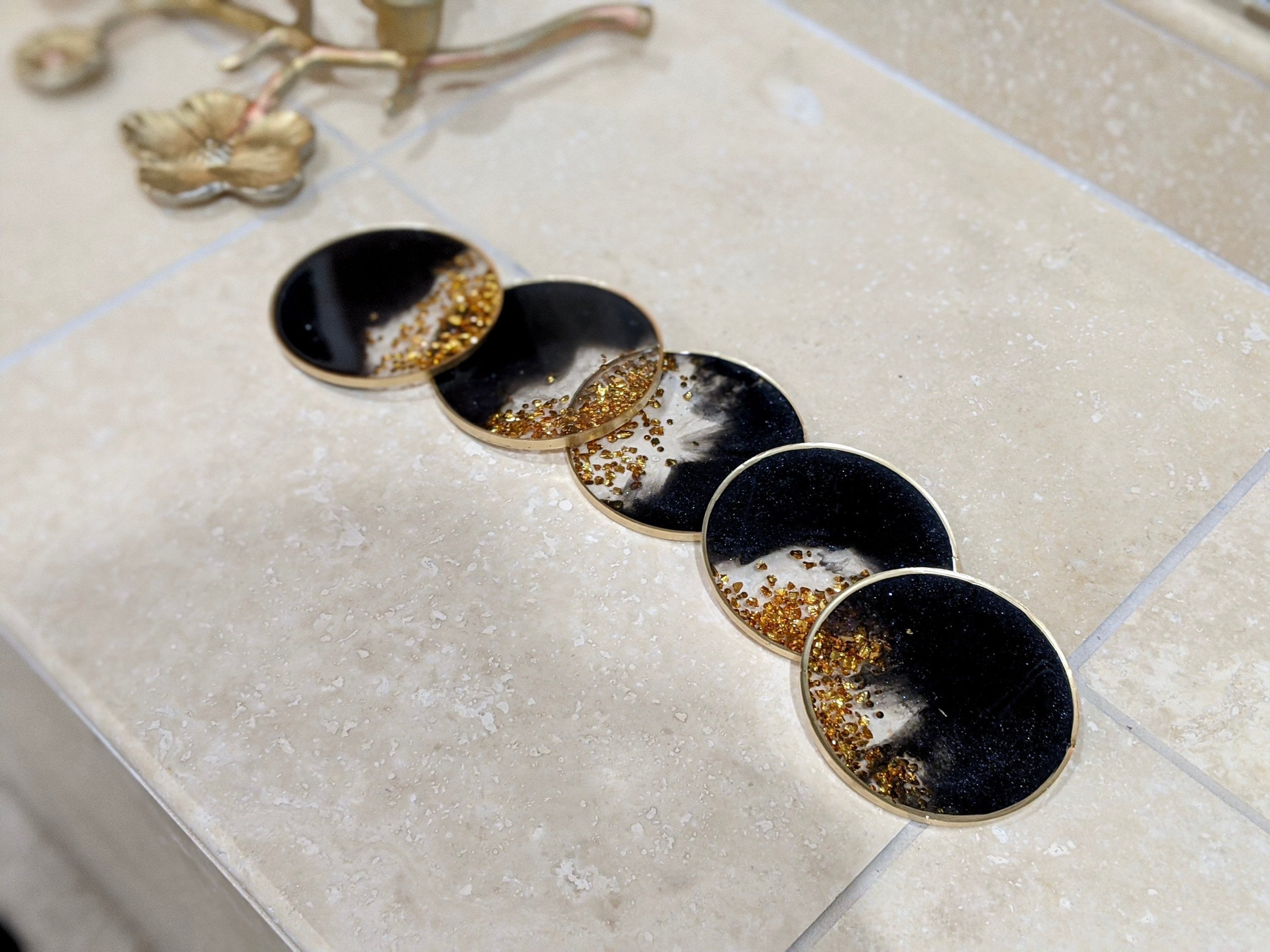 Home & Living Set of 2 coasters made from epoxy resin Drink & Barware ...