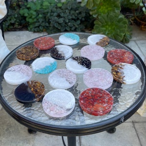 Custom Stone Quartz Coasters, Handmade Resin Coasters With Polished ...