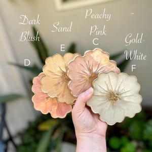 Neutral Pink and Gold Flower Coasters, Handmade Epoxy Resin Coasters ...
