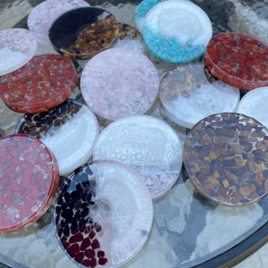 Custom Stone Quartz Coasters, Handmade Resin Coasters With Polished ...