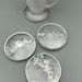 4 Round White and Silver Coaster Sets Made of Resin, Silver and White ...
