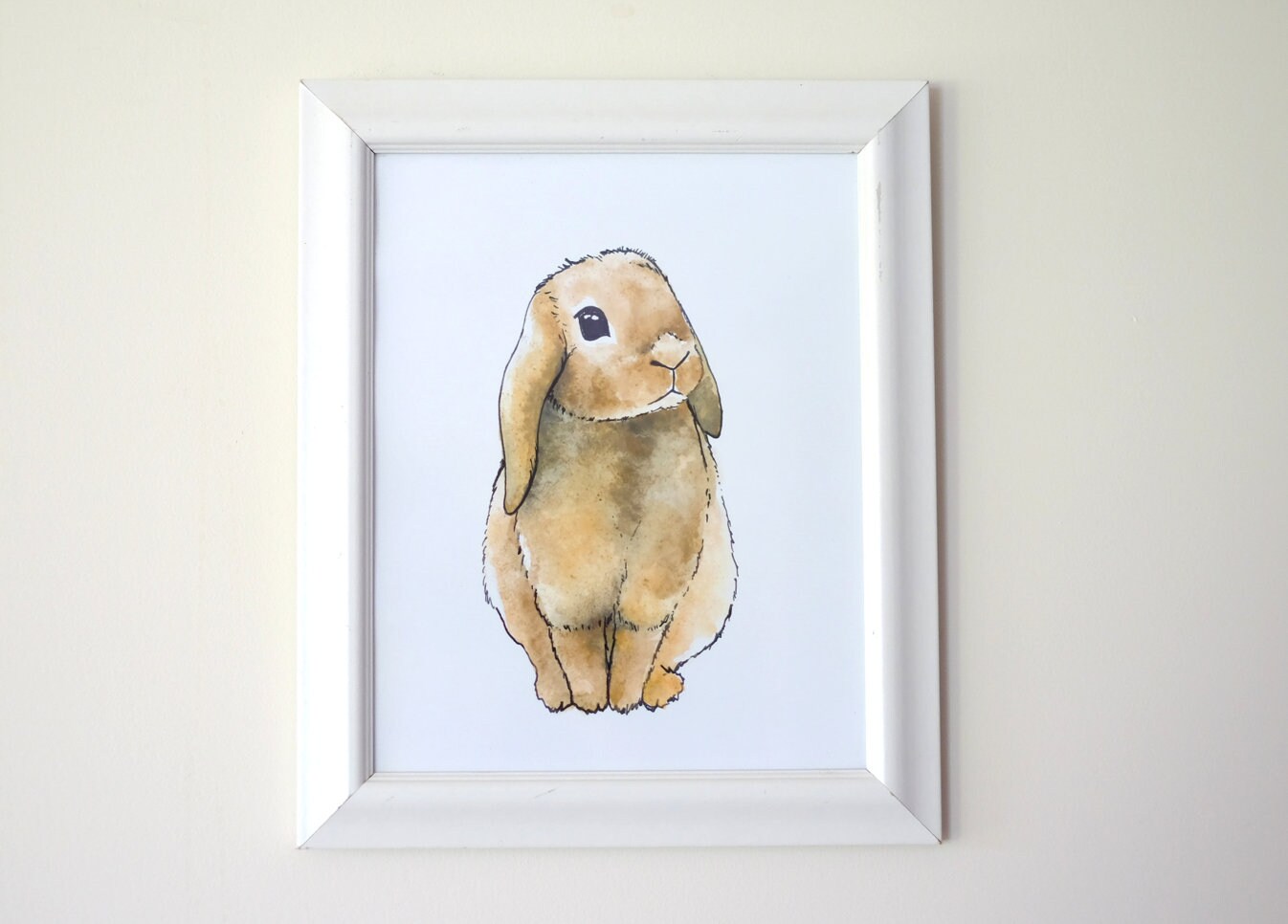 Nursery Wall Art Cute Bunny Watercolour Painting Kids Decor Rabbit ...