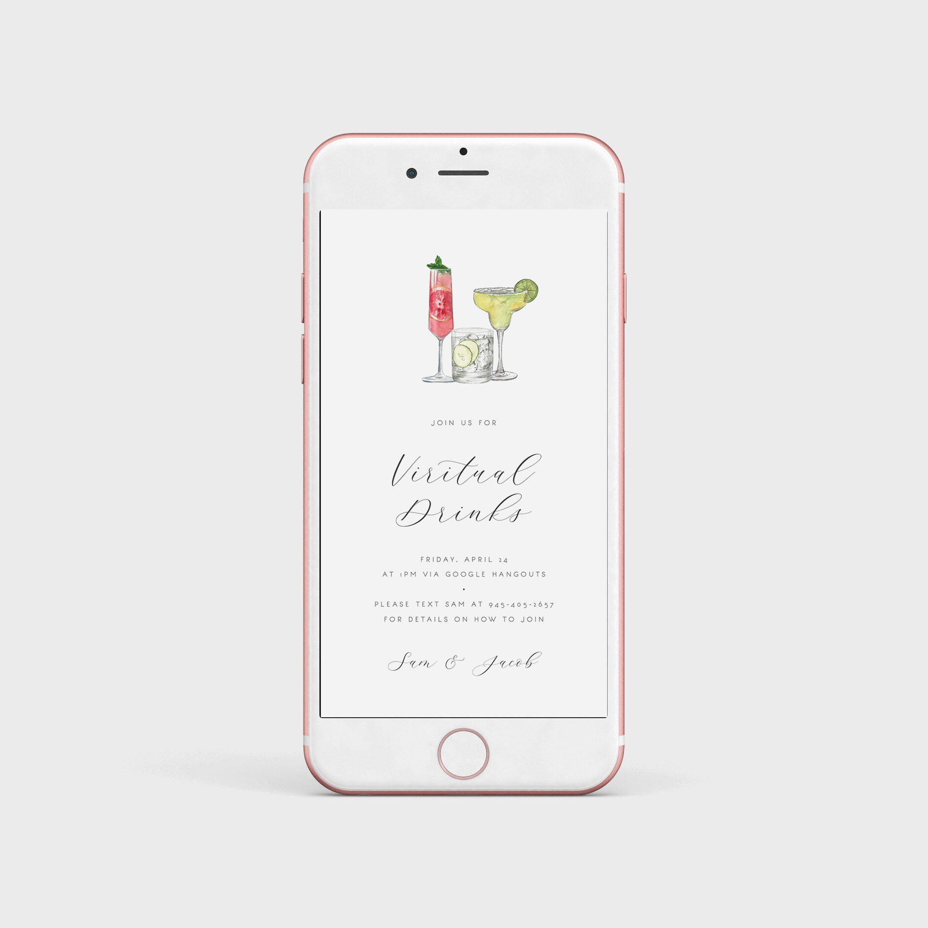 Virtual Drinks Invitation Digital Invite Text Message - Etsy