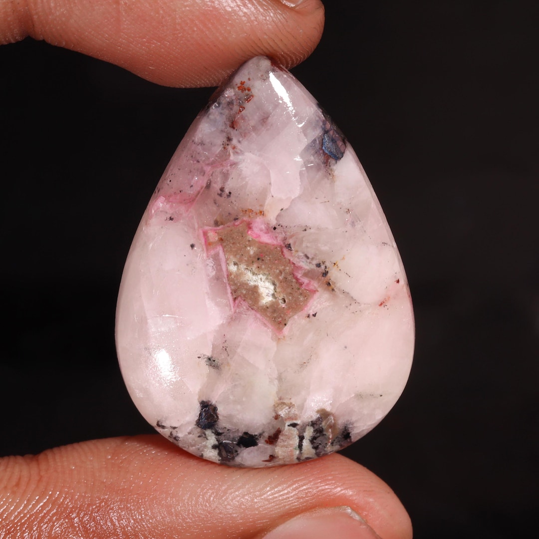 Natural Rhodonite Pear Cabochon: Jewelry Making Gemstone (52.10 Ct ...