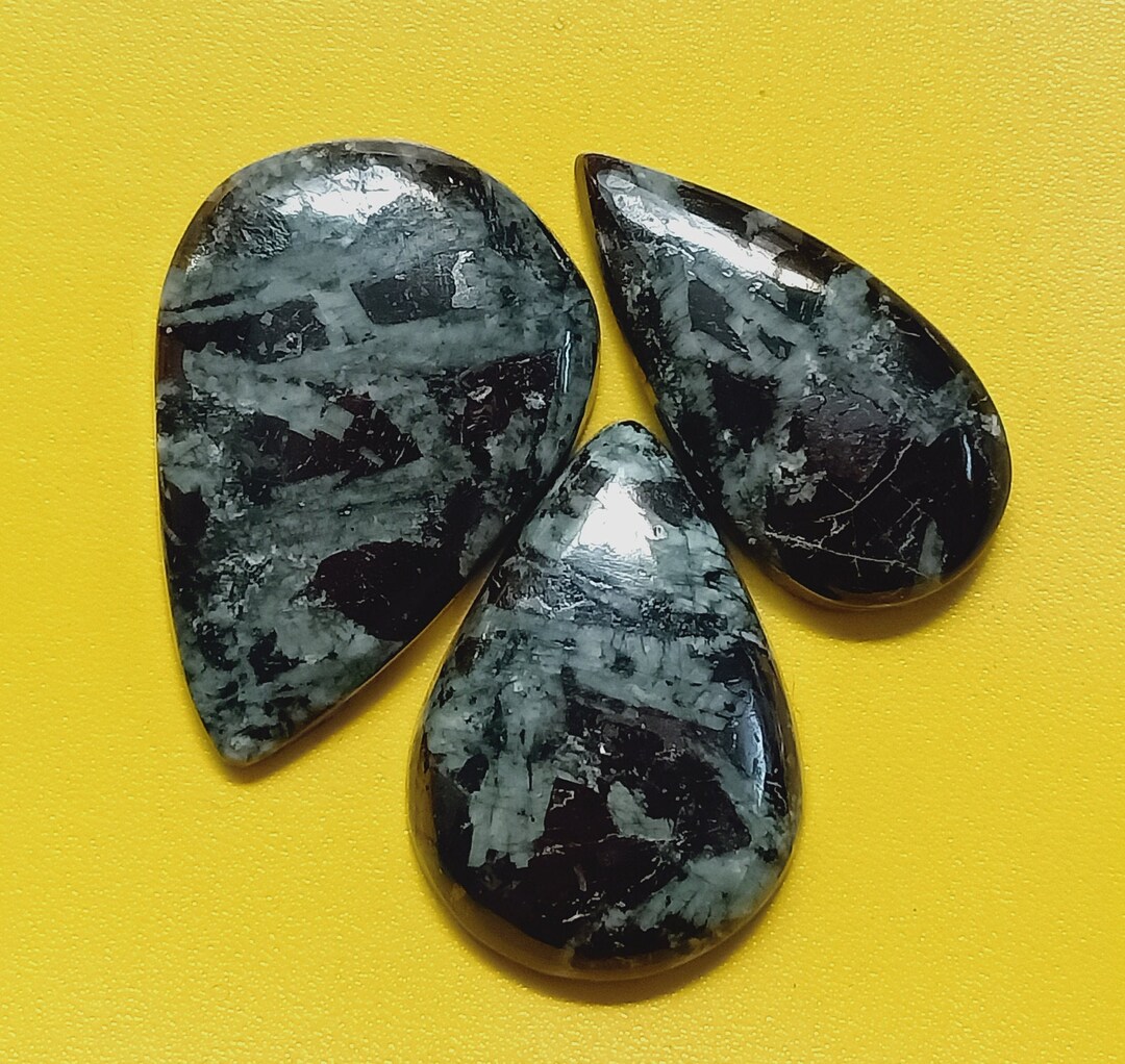 Chinese Writing Jasper 3 PC Lot Unique Gemstone Loose Cabochon New ...