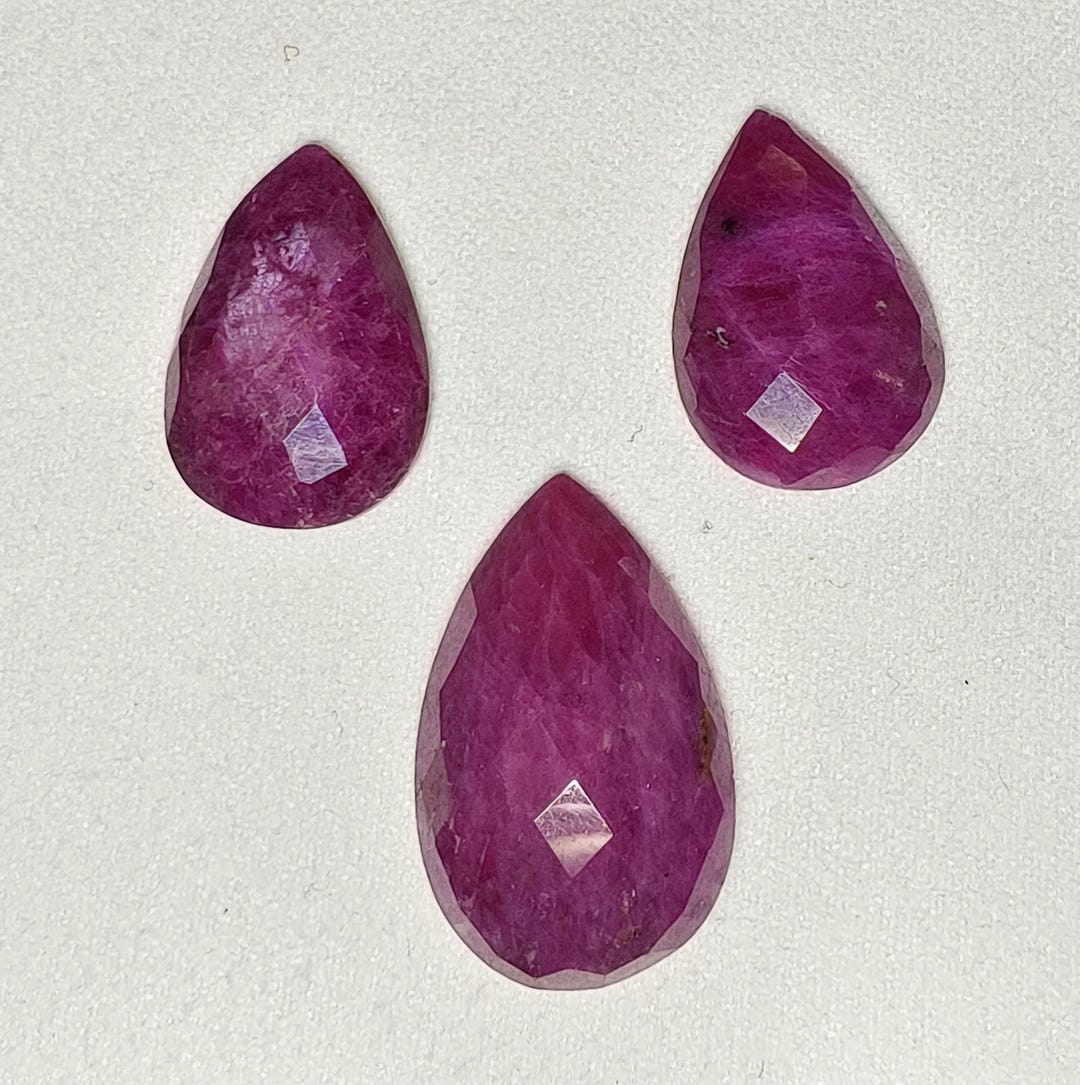 Mozambique Ruby, 100 % Natural Ruby Lot, 31.70ct Pear Faceted Top ...