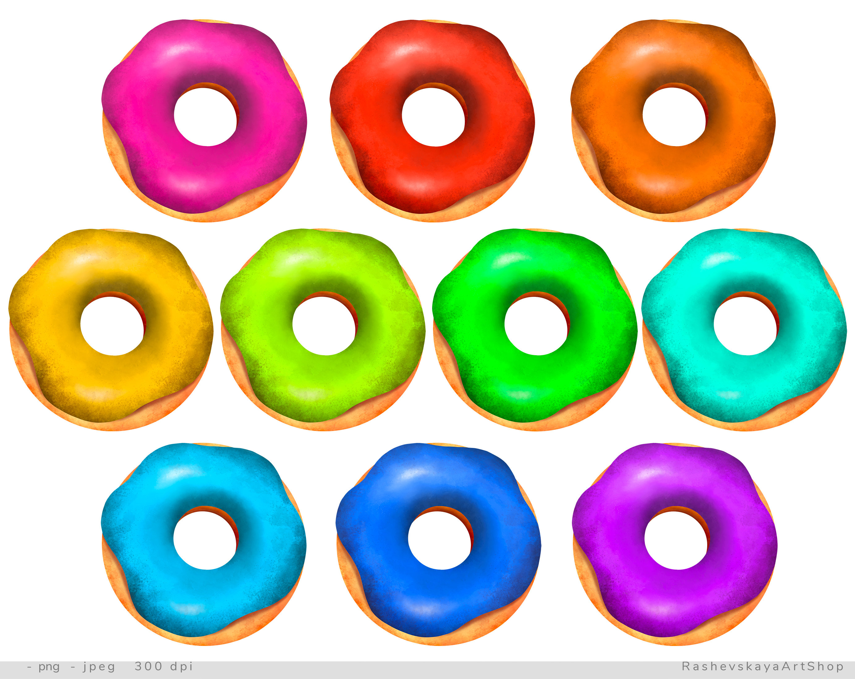 Watercolor donuts clipart Sweet food clipart Instant | Etsy