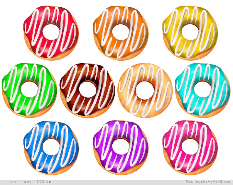 Watercolor Donuts Clipart Sweet Food Clipart Instant Download ...