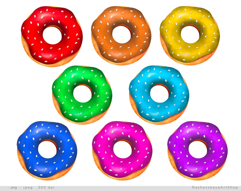 Watercolor Donuts Clipart Sweet Food Clipart Instant Download ...
