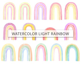 Watercolor Rainbow Clipart Hand Draw Weather Baby Shower | Etsy
