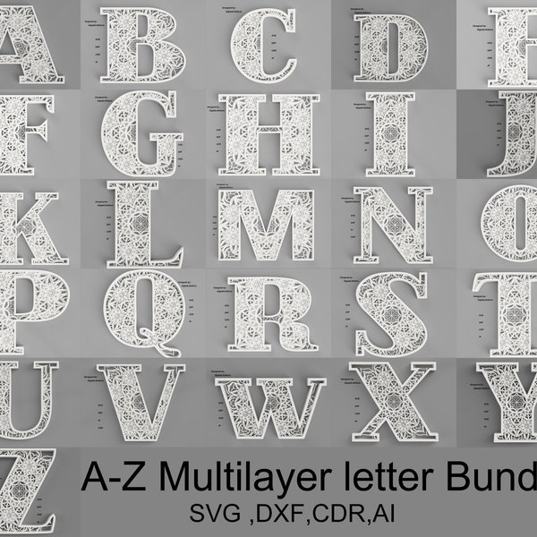 Layered Name Letters Svg - Etsy