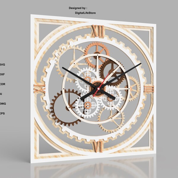 Cnc Files, Wooden Mechanical Gear Clock, File Cnc, Laser Cutting, Laser ...
