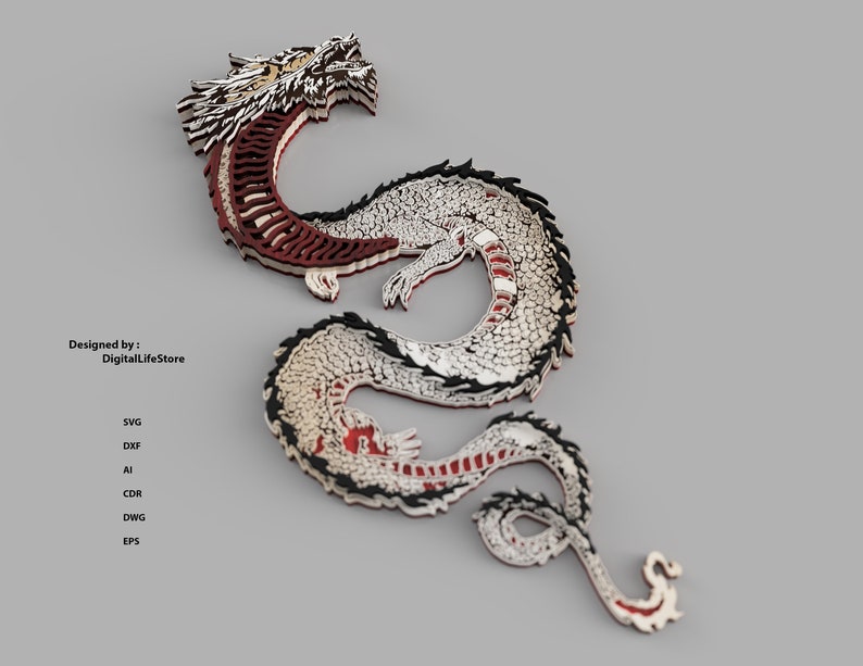 Dragon Layered Laser Cut Files,cnc Laser Cut Svg Dxf Cricut,glowforge ...