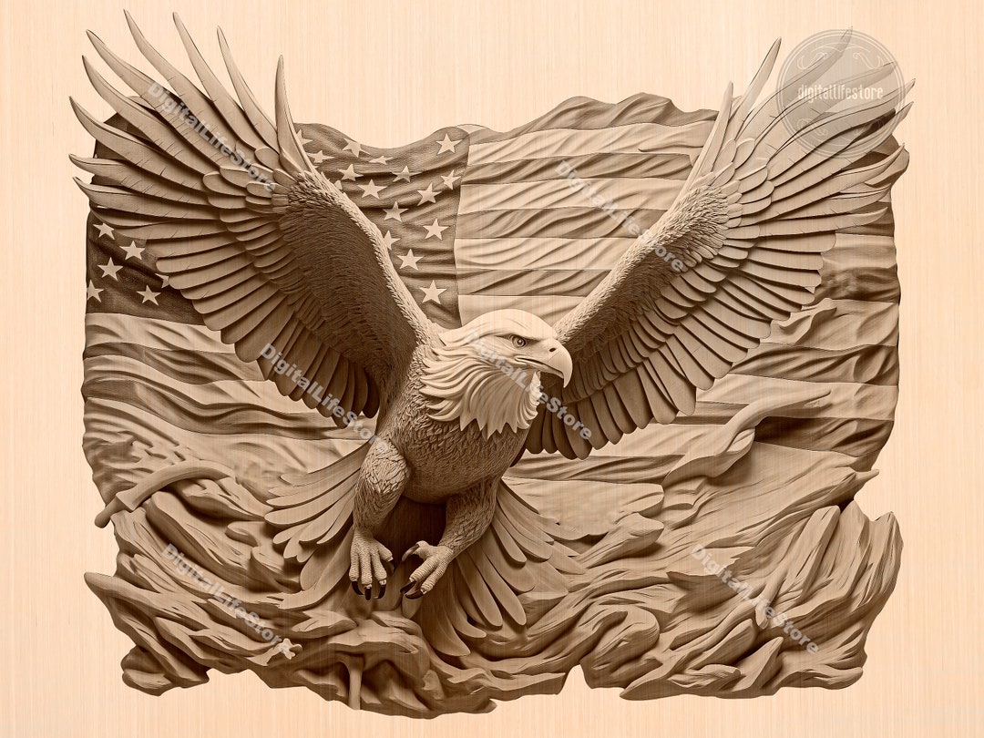 3D Eagle & USA Flag Laser Engraving Files: Glowforge Ready - Etsy