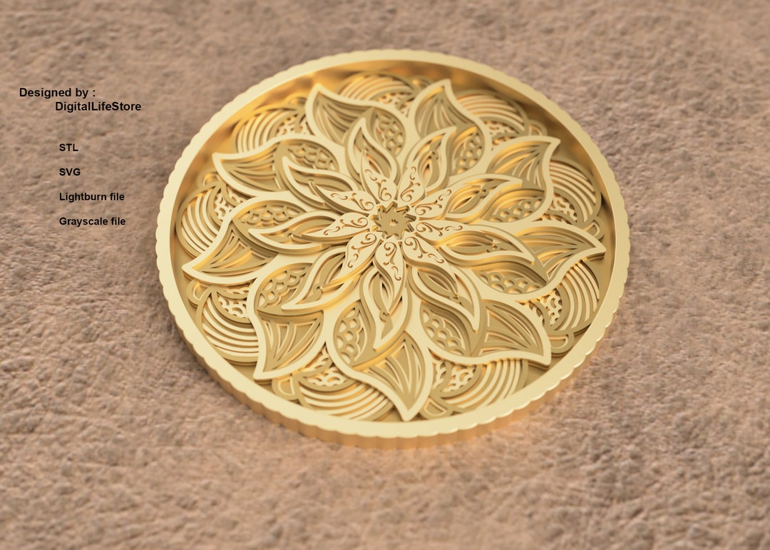3D Layered Mandala Engraving : Fiber Laser Xtool SVG STL Files - Etsy