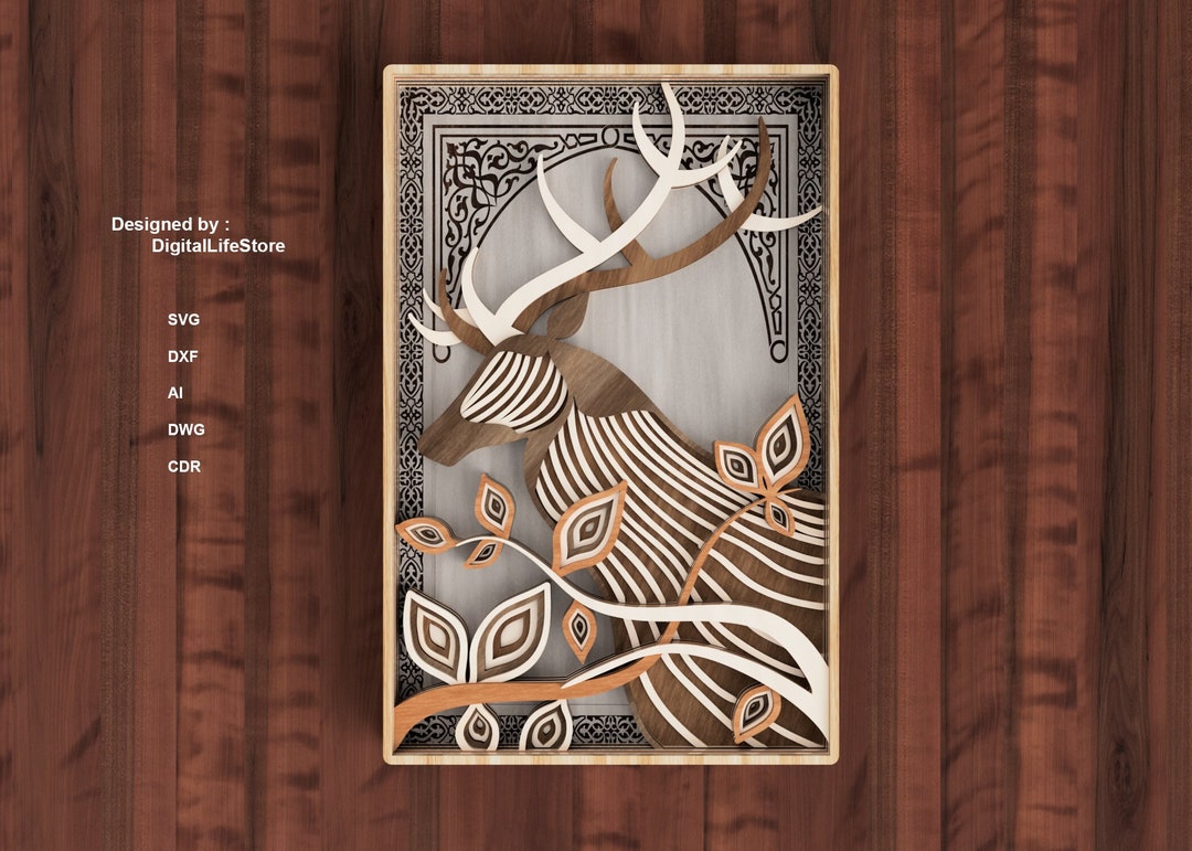 Layered Deer Laser Cut Files Svg Dxf,engraving Laser Cut,cnc Files ...