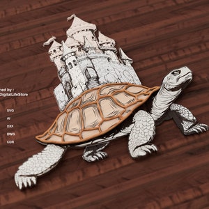 Wall Decor Turtle With Castle LASER CUT Files,engraving File,cnc Files ...