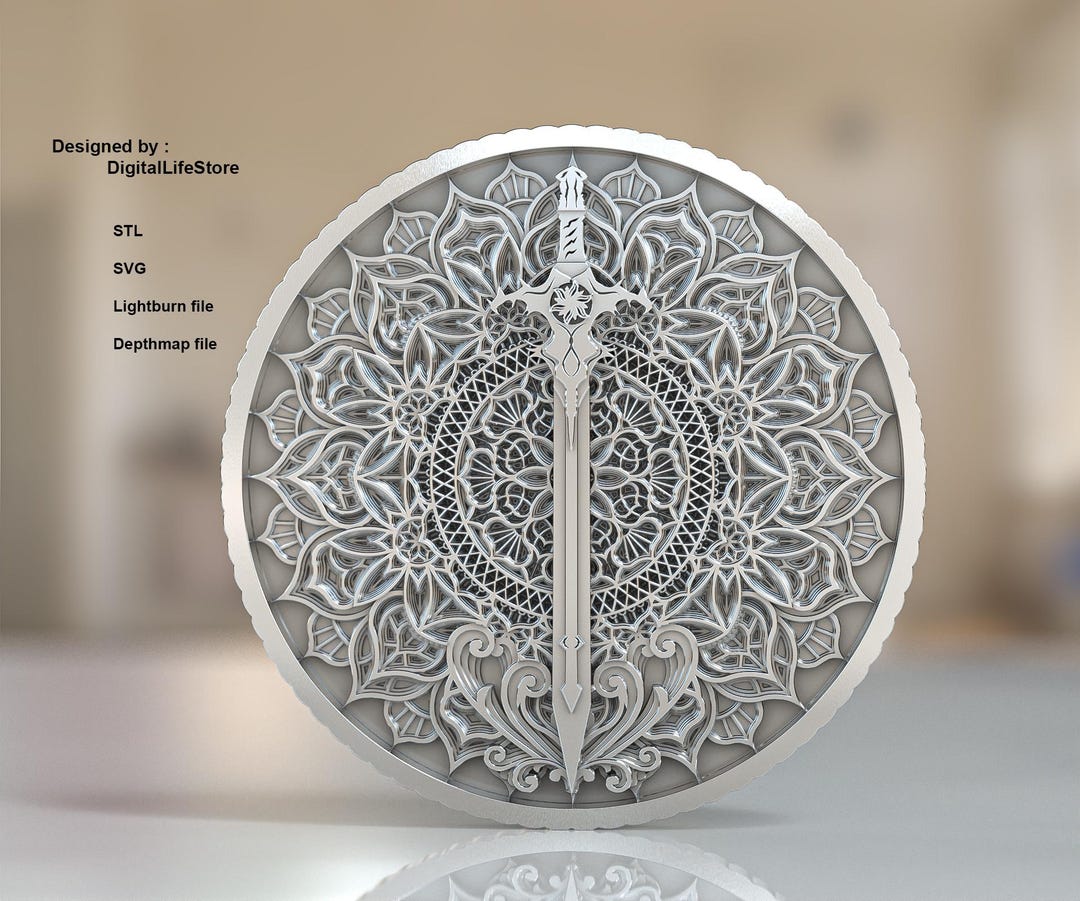 Layered Mandala Sword 3d Engraving Files,stl Fiber Laser Engraving ...