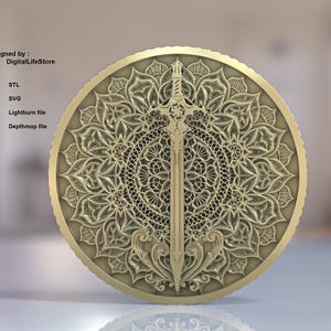 Layered Mandala Sword 3d Engraving Files,stl Fiber Laser Engraving ...