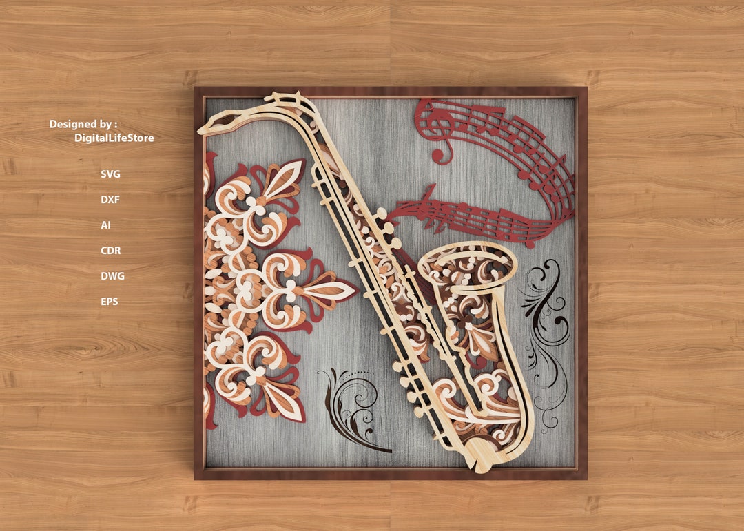 Layered Saxophone Mandala Svg Dxf,laser Cut Files,laser Cut,cnc Router ...