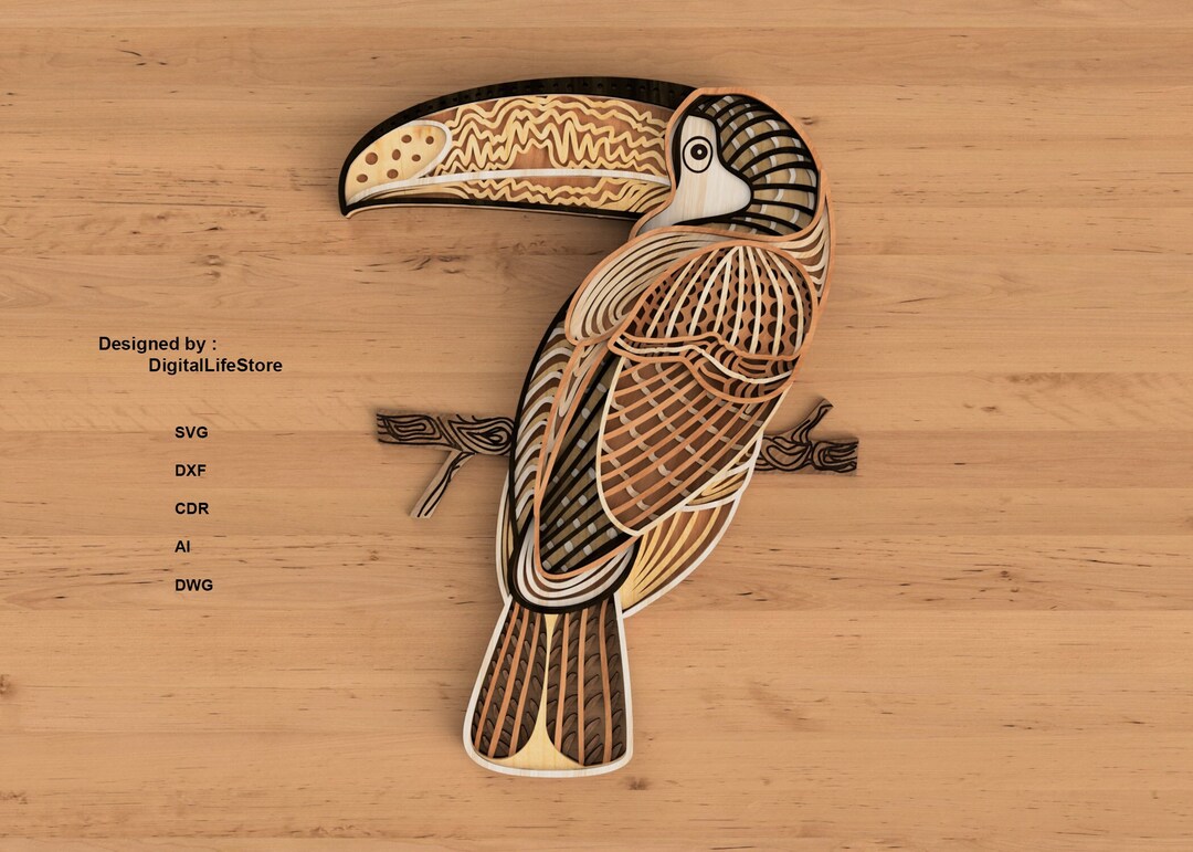 Layered Toucan Bird Mandala Svg Dxf,laser Cut Files,bird Laser Cut,cnc ...
