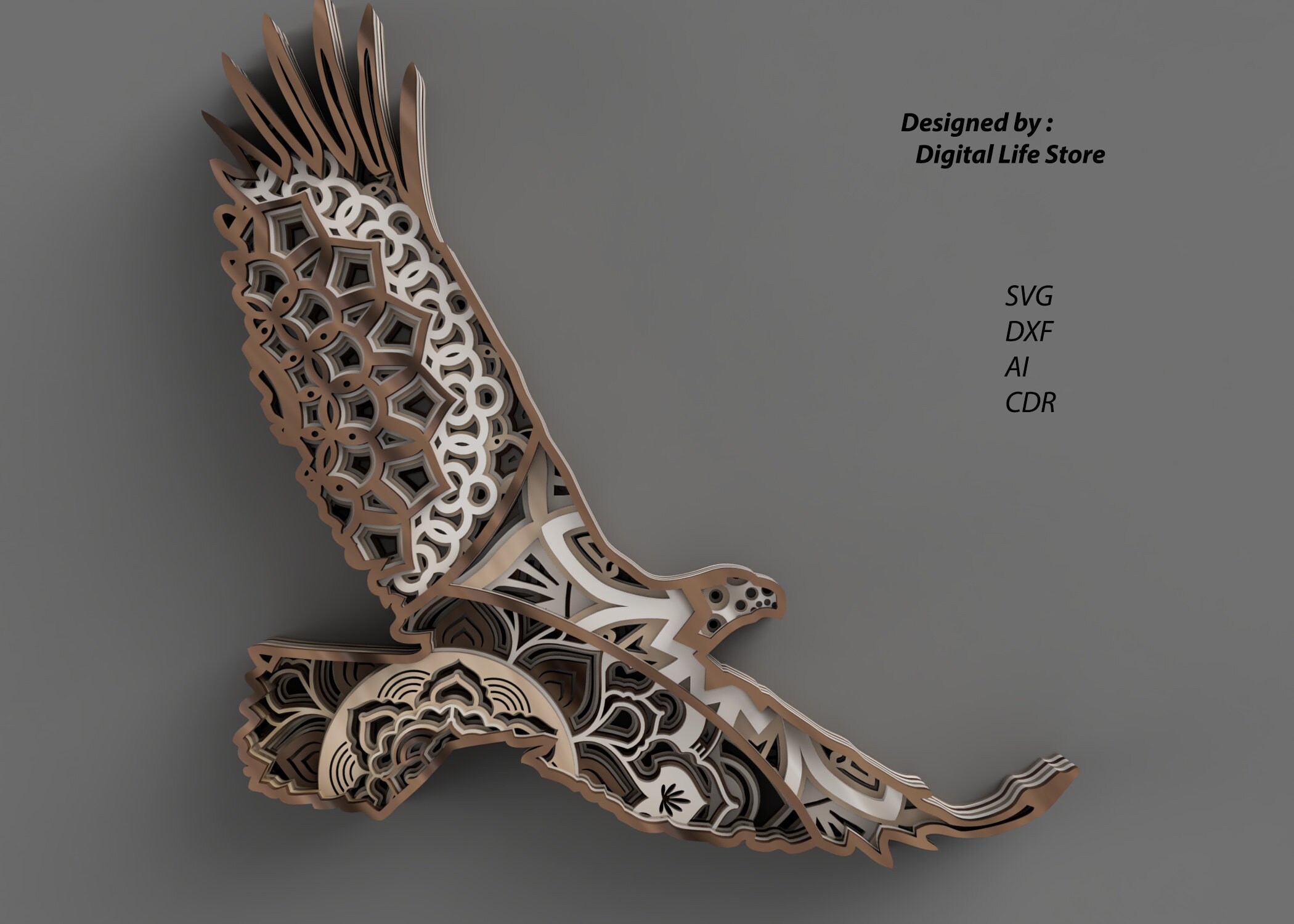 Eagle Multilayered Mandala Laser Cut Filescnc Laser Cut - Etsy