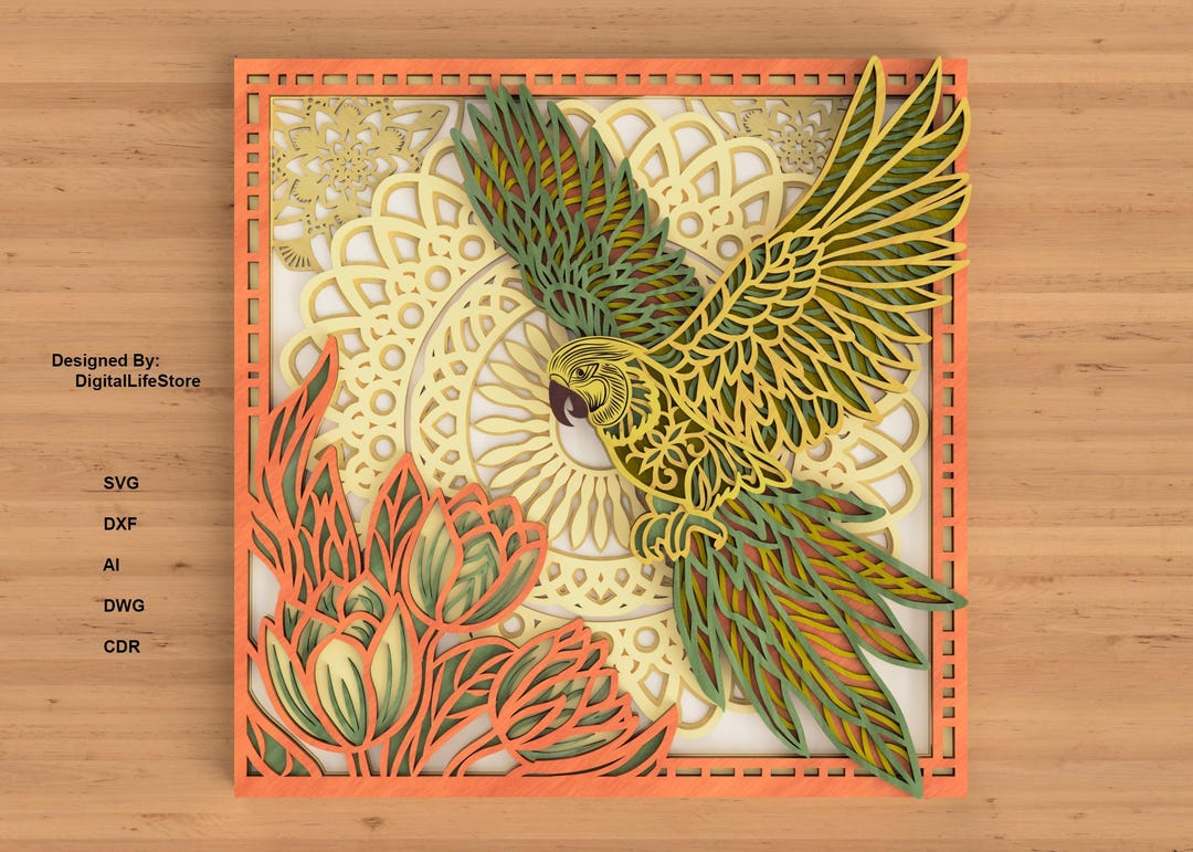 Layered Bird PARROT Svg Dxf,laser Cut Files,wall Decor Laser Cut,cnc ...