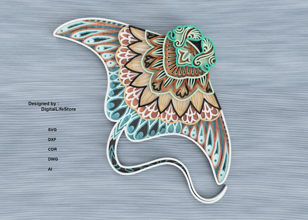 Fish Layered Mandala Laser Cut Files Batoidea,laser Cut,cnc Files ...