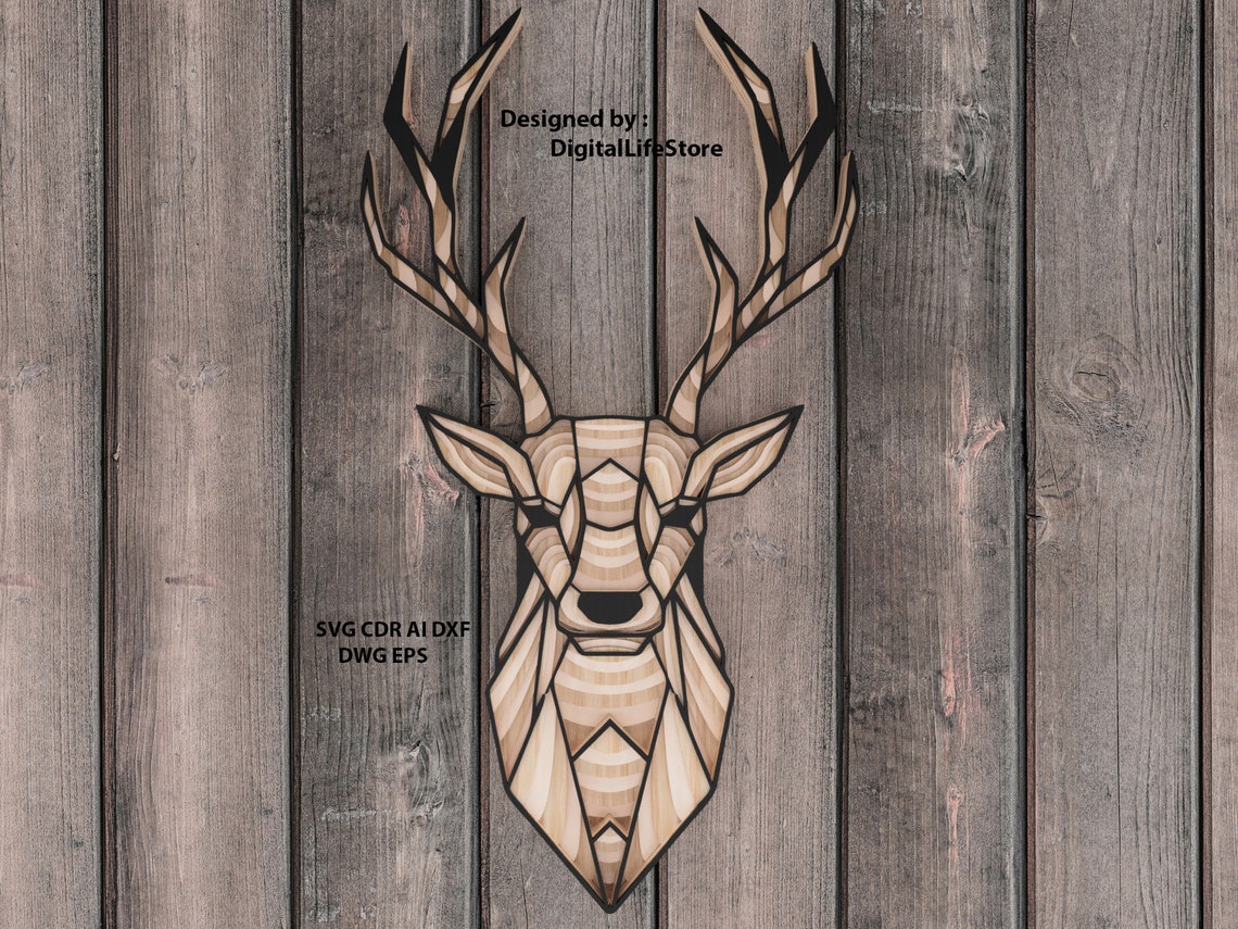 Deer Geometric Layered Laser Cut Filescnc Laser Cut Svgcnc | Etsy