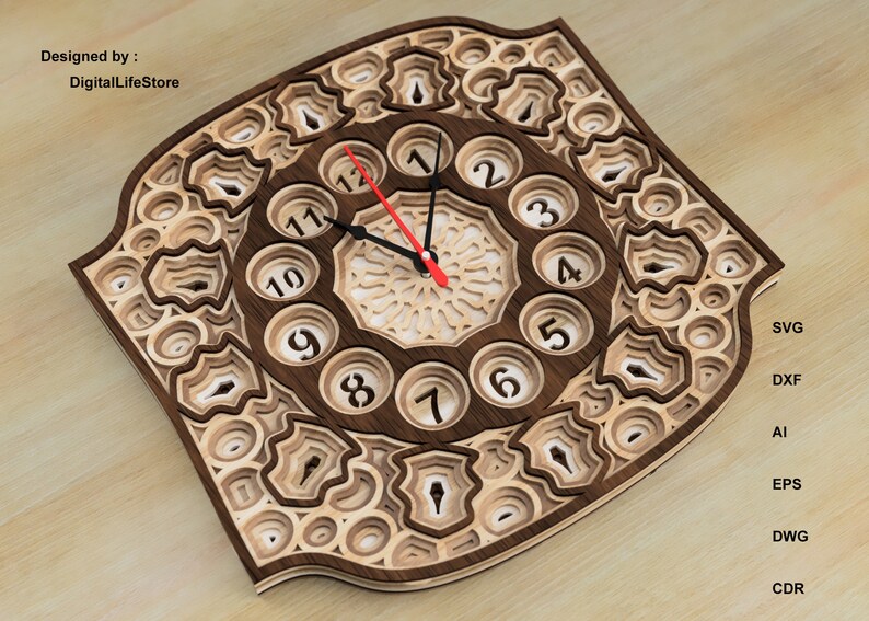 Clock Layered Laser Cut Filescnc Cut Files cnc Router - Etsy
