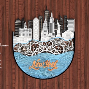 Layered Mandala New York Cityscape,laser Cut Files,laser Cut,engraving ...