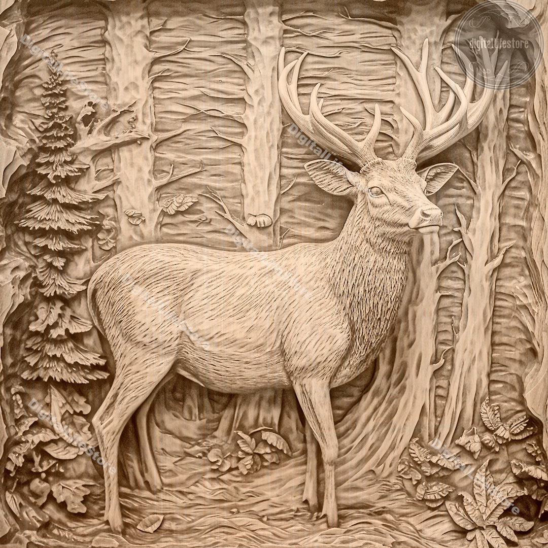 Deer 3D Illusion Laser Engraving Files: Glowforge Ready - Etsy