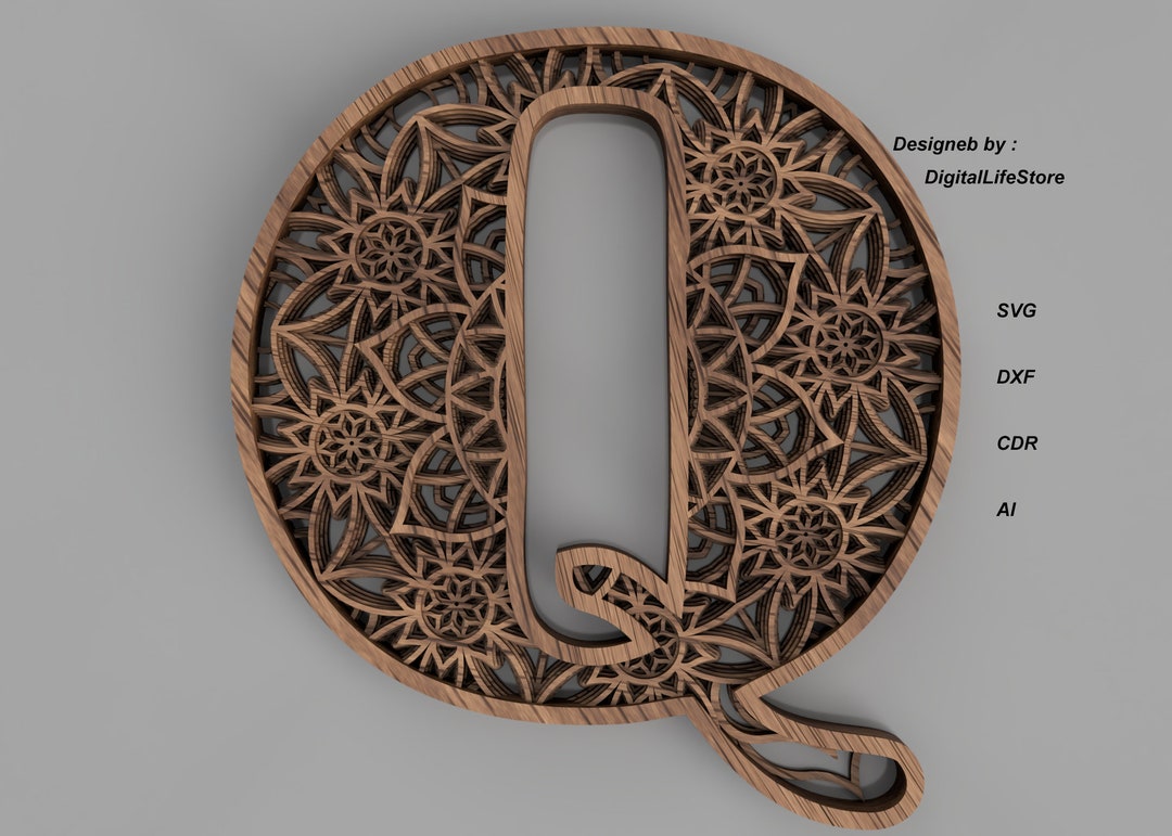 Layered Letter Q,DXF Laser Cut Files Alphabet Letter R,laser Cut ...