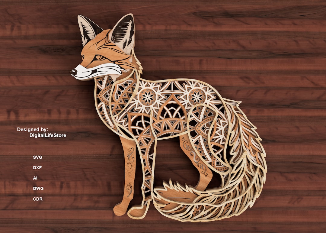 Layered Mandala Fox Laser Cut Files Svg Dxf,cnc Files Laser Cut Mandala ...