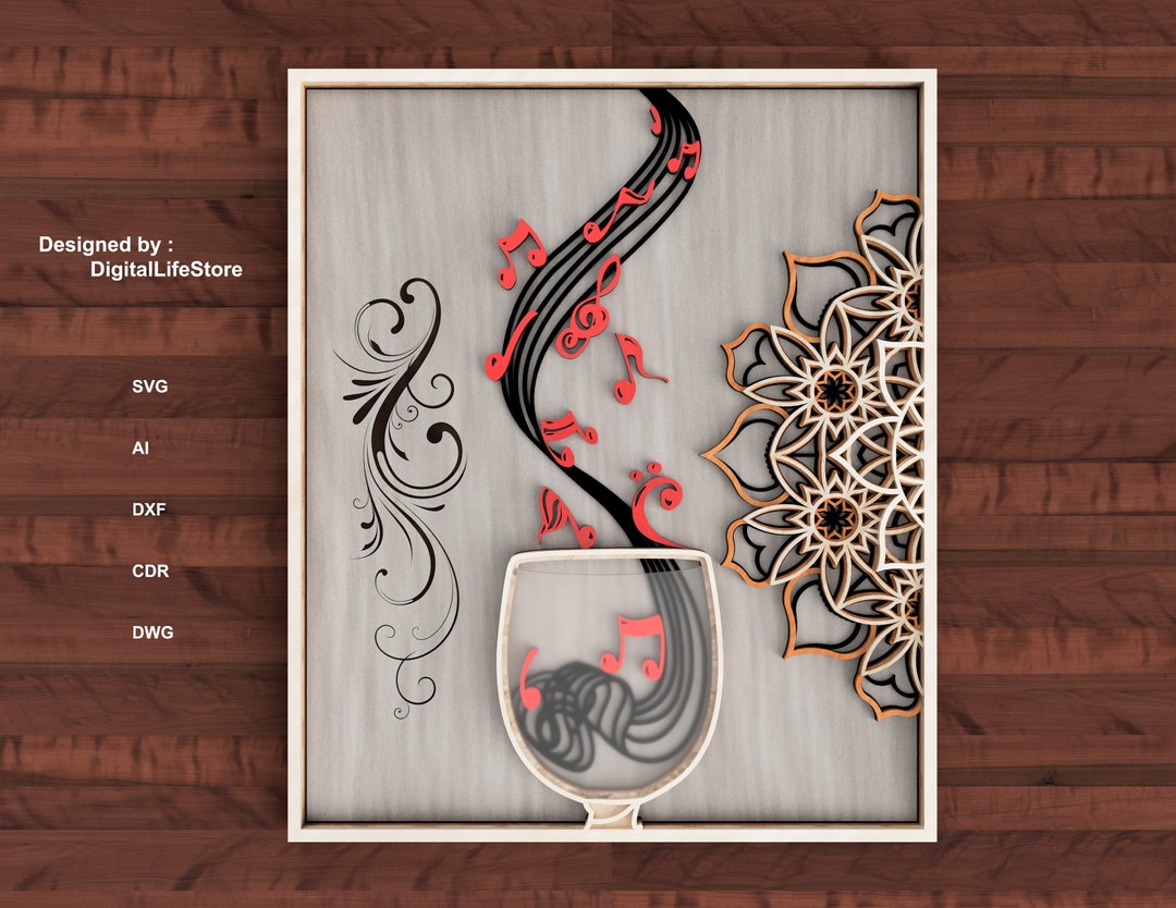 Layered Wall Decor Laser Cut Files,laser Cut,cnc Router Files,music ...