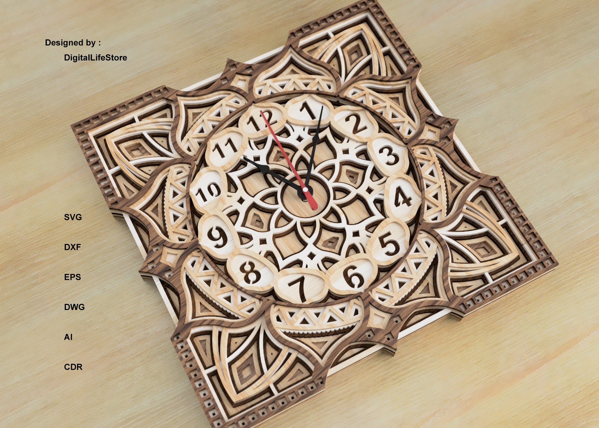 Layered Mandala Clock Laser Cut Filesmultilayered Clocklaser | Etsy