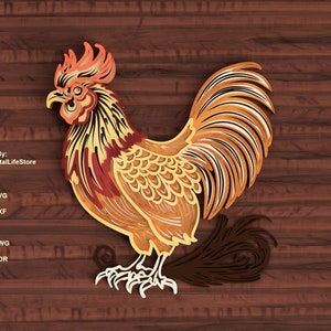 Rooster Multilayered Laser Cut Files,cnc Laser Cut Vector,laser ...